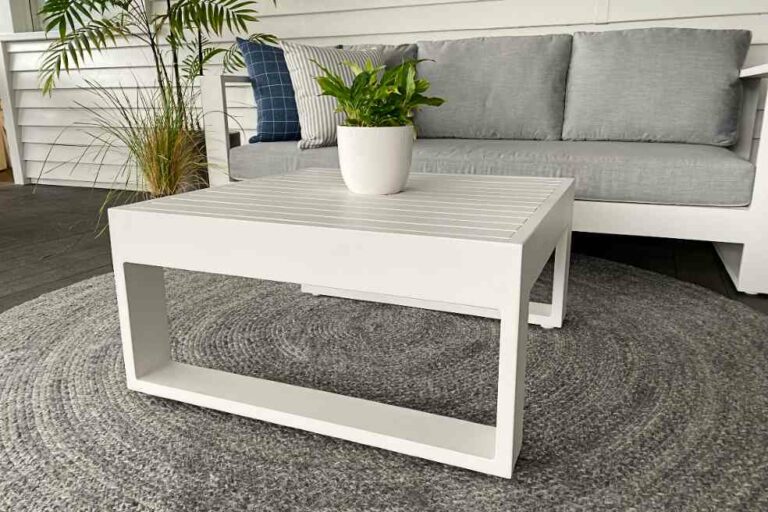 Bask Aluminum Square Coffee Table (White) - Outside Space