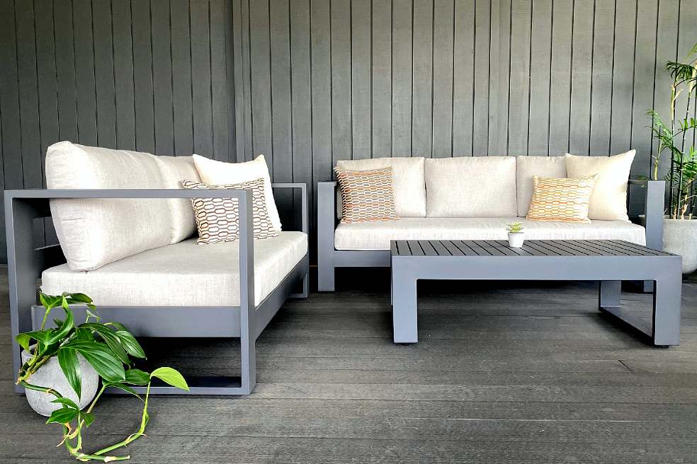 Bask Outdoor Lounge Set: 3-seater, 2-seater & coffee table (charcoal ...