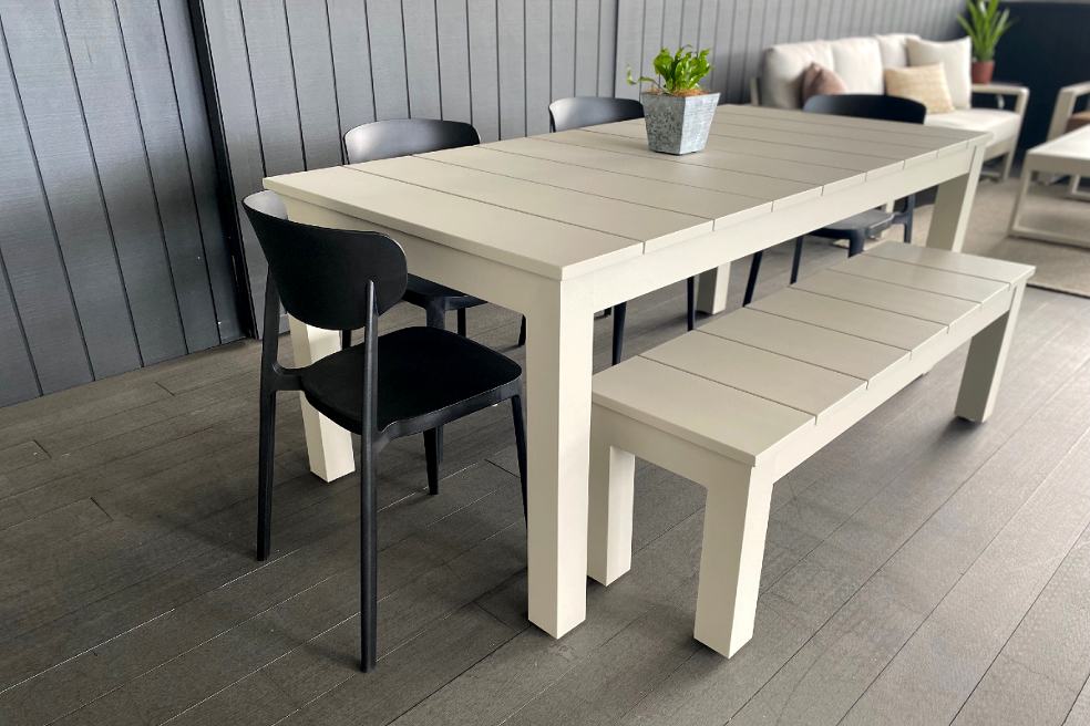 Alfresco Range: Bone 1.8M Outdoor Table,1 Bench & 4 Amado Chairs ...