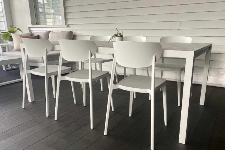 Dinner at Ours Range: White 2M Outdoor Table & 6 Amado Chairs (3 chair ...