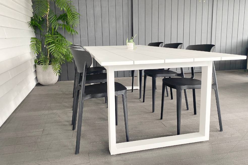 Long Lunch Range: Outdoor White 2.4M Table & 6 Amado Chairs (2 chair ...