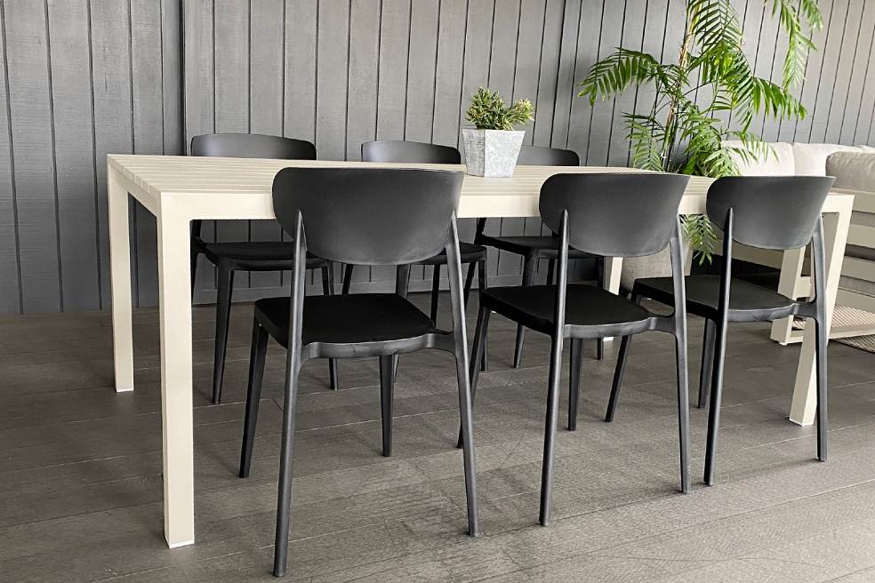 Dinner at Ours Range: Bone 2M Outdoor Table & 6 Amado Chairs - Outside ...