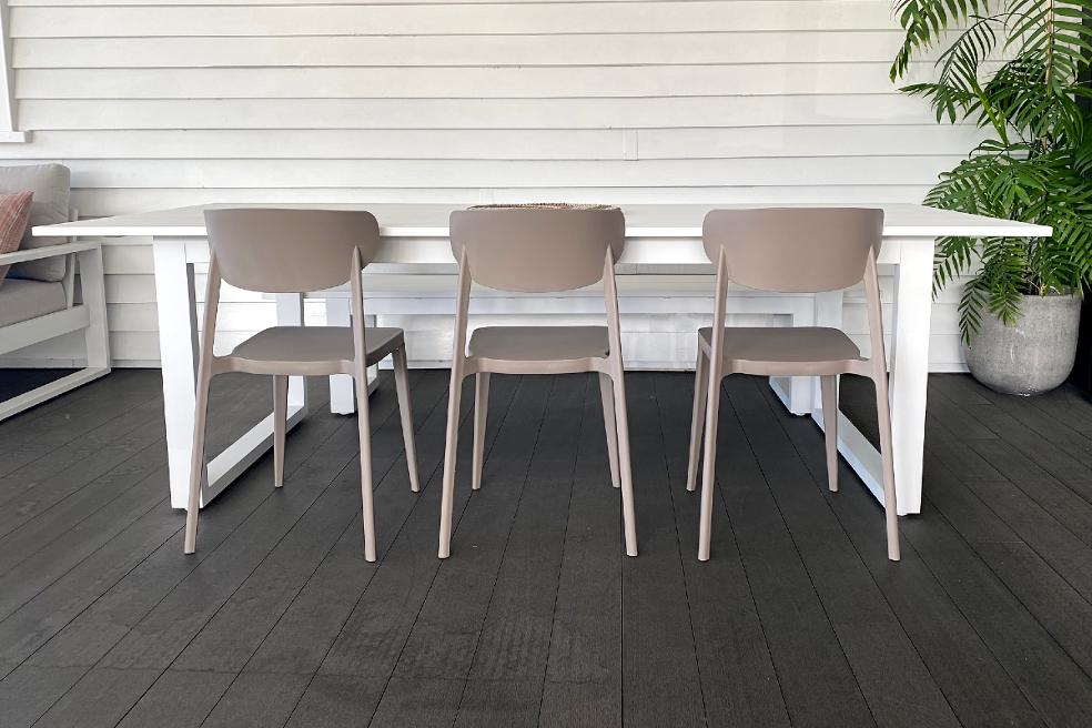 Long Lunch Range: White Outdoor 2.4M Table, Bench & 3 Amado Chairs (3 ...