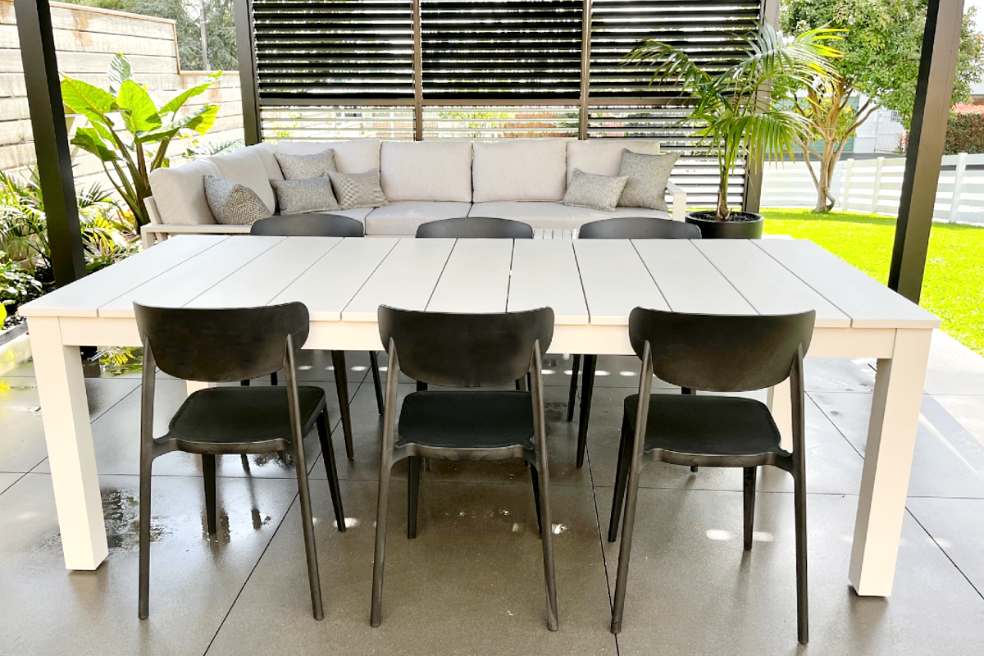 Alfresco Range: Bone 2.2M Outdoor Table & 6 Amado Chairs - Outside Space